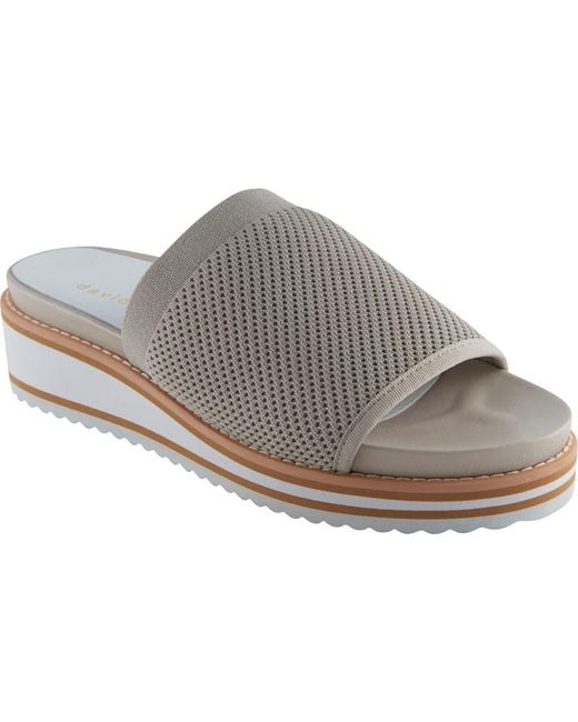 David Tate Aline Knit Wedge Slide Sandal in Gray | Lyst