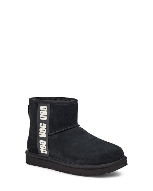 Ugg Wool Classic Mini Side Logo Bootie In Black White At Nordstrom Rack Lyst