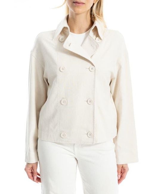 Max Studio Double Breasted Twill Jacket in White | Lyst