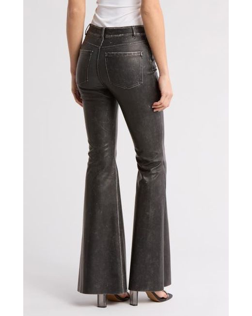 Alice + Olivia Brent High Rise Faux Leather Bell Bottom Pants in Gray ...
