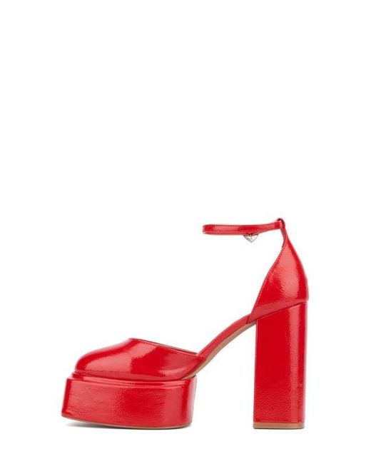 Olivia Miller Jupiter Ankle Strap Platform Pumps in Red | Lyst