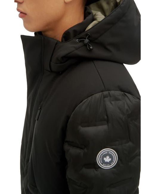 Noize Mixed Media Hooded Quilted Puffer Jacket in Black for Men | Lyst
