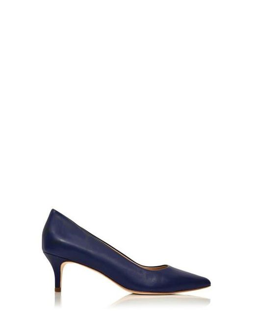 Joan Oloff Kitten Heel Leather Pointed-Toe Pumps in Blue | Lyst