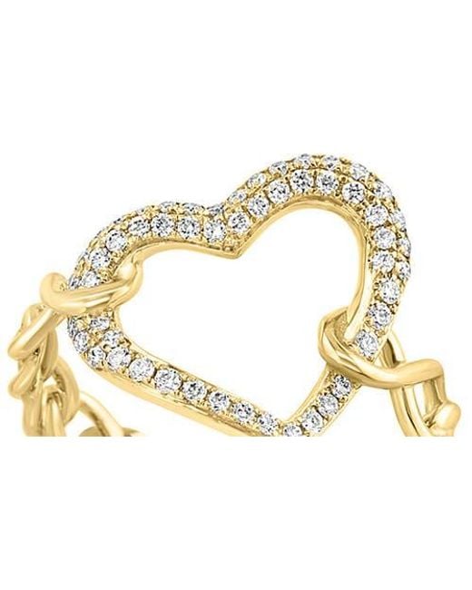 Effy 14K Diamond Open Heart Ring in Metallic | Lyst