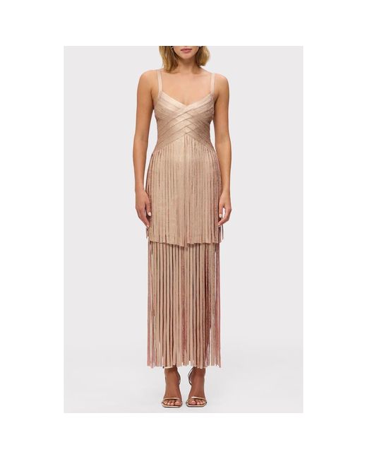 Hervé Léger The Metallic Vivienne Bandage Gown in Brown | Lyst
