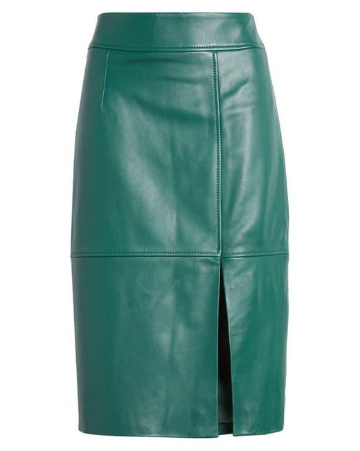 BOSS Setora Leather Pencil Skirt in Green | Lyst