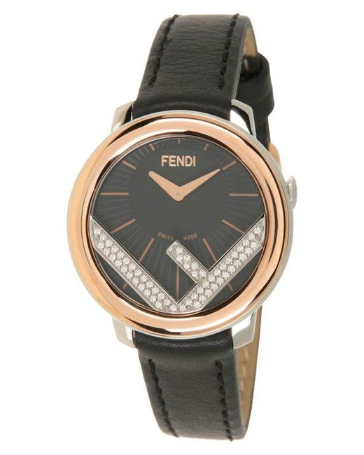 Fendi Run Away Diamond Embellished Leather Strap Watch, 28Mm in ...