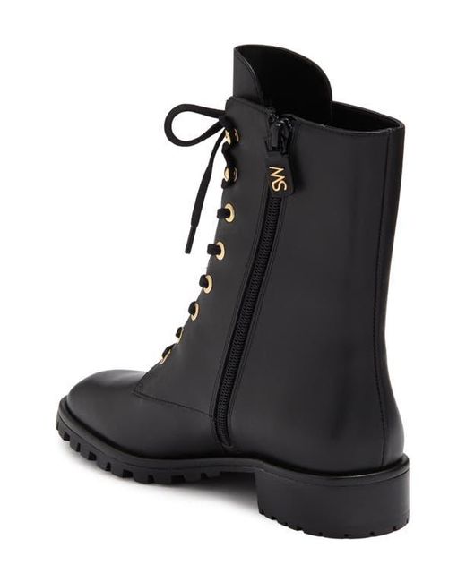 Stuart Weitzman Laine Leather Combat Boot in Black | Lyst