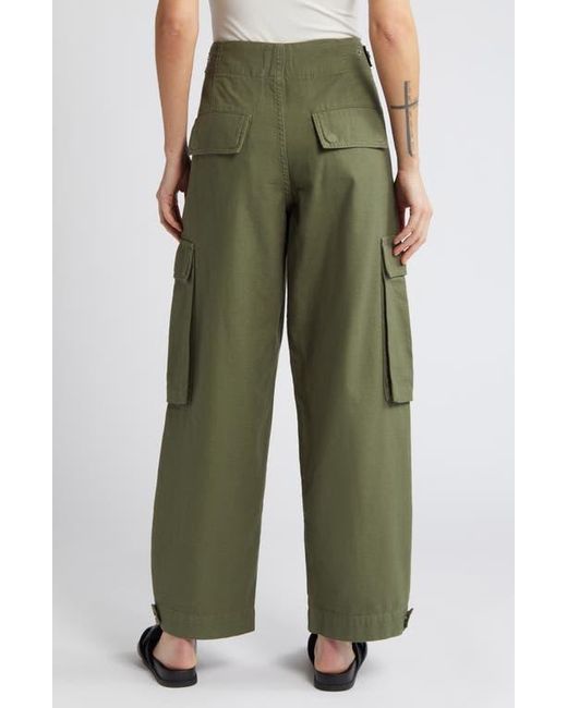 FRAME Wide Leg Cotton Cargo Pants in Green | Lyst
