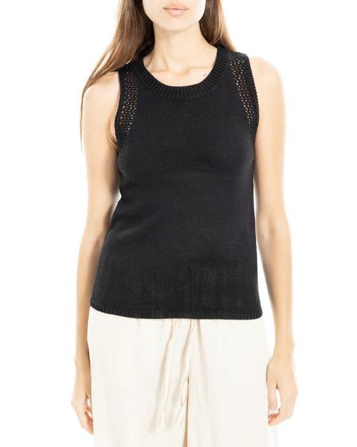 Max Studio Pointelle Stitch Crocheted Tank in Black | Lyst