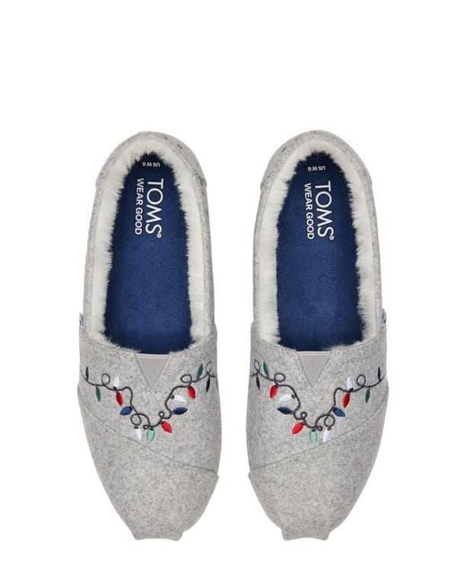 TOMS Alpargata Faux Fur Lined Slip-On in Gray | Lyst
