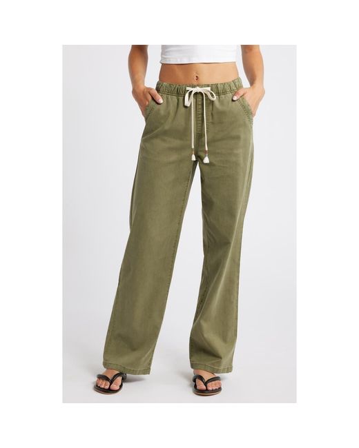 Roxy Sunset Dream Twill Wide Leg Pants in Green | Lyst