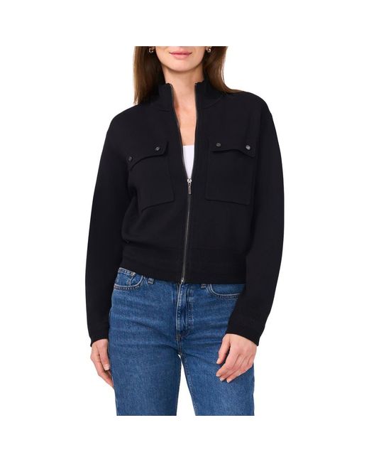 Halogen® Crop Zip Cardigan in Black | Lyst