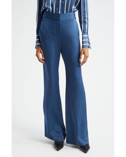 Veronica Beard Lebone Satin Wide Leg Pants in Blue | Lyst