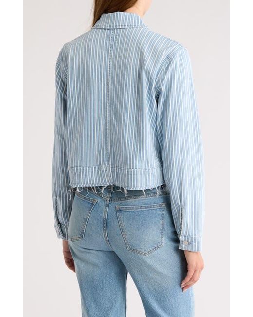 Mother The Crop Stripe Denim Jacket in Blue | Lyst