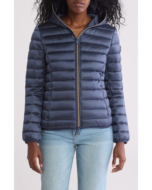 Save The Duck Olly Water Repellent Hooded Puffer Jacket in Blue | Lyst