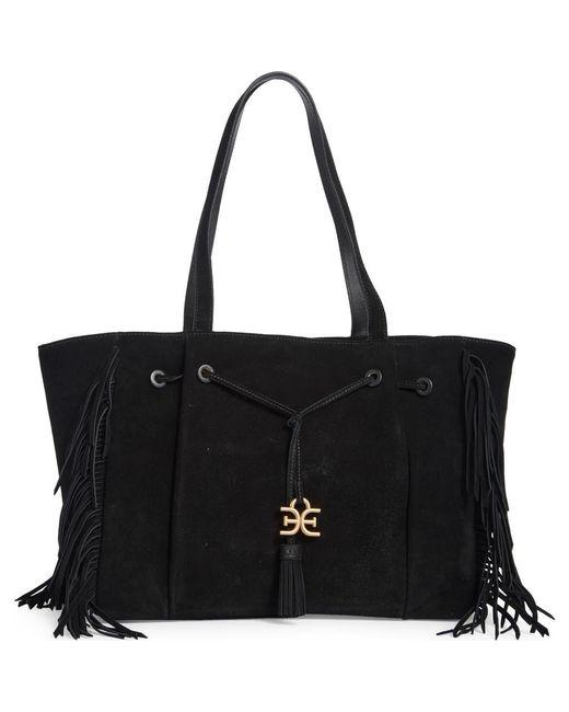 Sam Edelman Pryce East/West Drawstring Leather Tote Bag in Black | Lyst