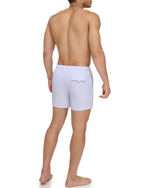 Calvin Klein Modern Euro Seersucker Swim Trunks In Blue For Men Lyst