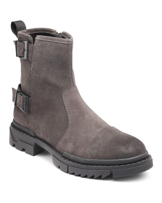 Karl Lagerfeld Double Buckle Suede Engineer Boot in Brown for Men | Lyst