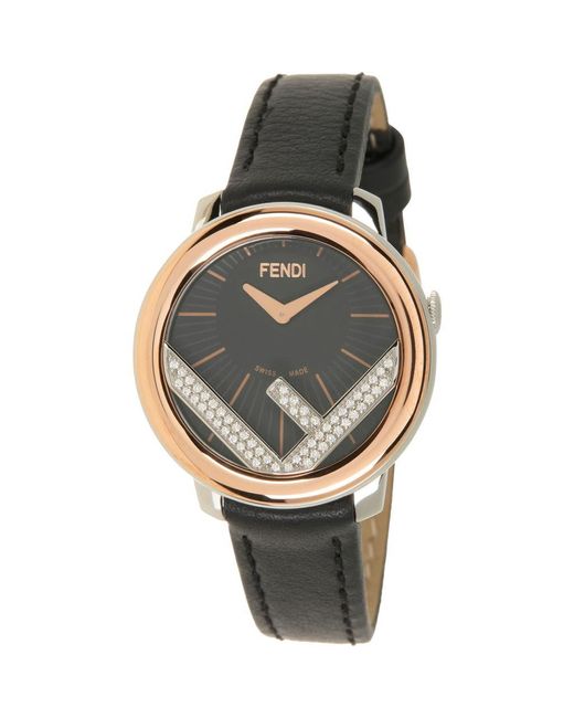 Fendi Run Away Diamond Embellished Leather Strap Watch, 28Mm in ...