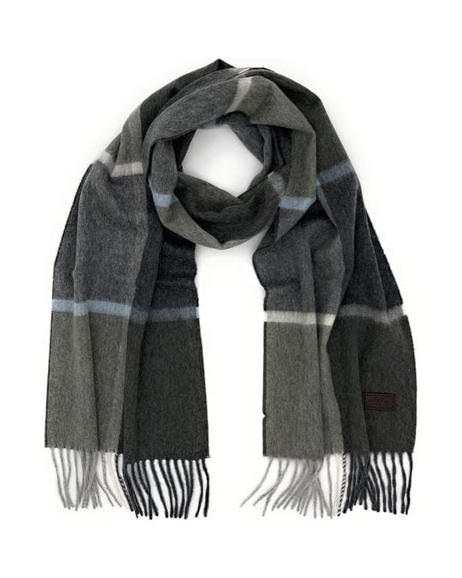 Hickey Freeman Plaid Colorblock Cashmere Fringe Scarf in Black for Men ...
