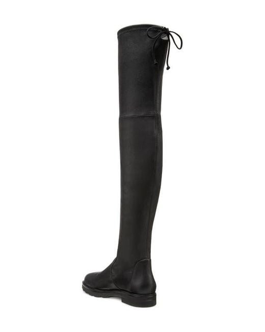 Stuart Weitzman Over-the-Knee Leather Lug Boots in Black | Lyst