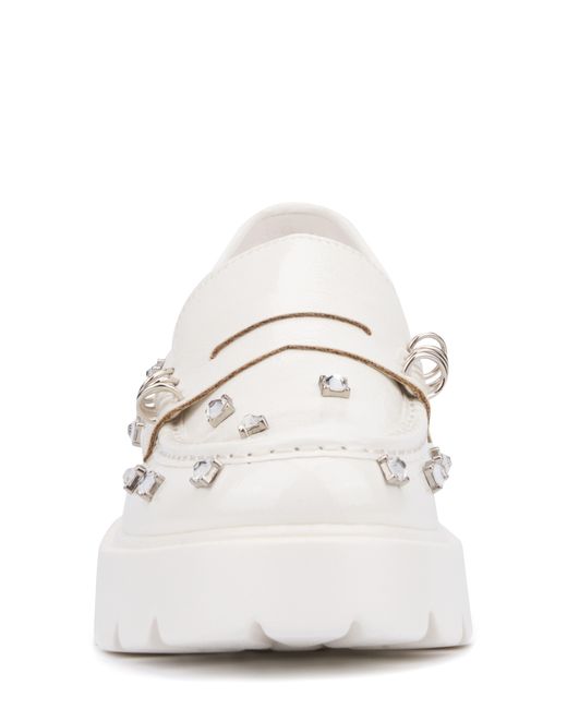 Olivia Miller Luscious Crystal Embellished Penny Loafer In White Lyst