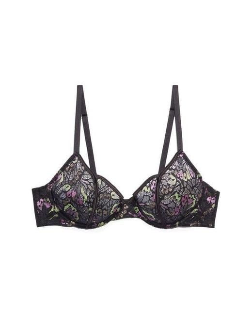 Savage x Fenty Butterfly Wings Unlined Lace Tulip Cup Bra in Brown | Lyst