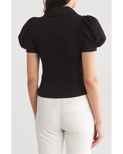 AREA STARS Ford Puff Sleeve Polo in Black | Lyst