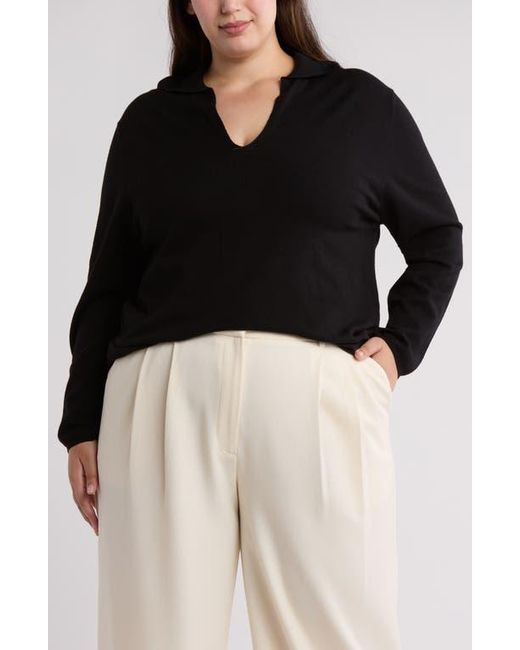 Max Studio Johnny Collar Sweater in Black | Lyst