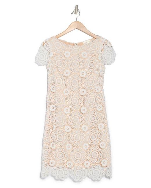 Eliza J Scalloped Lace Body-Con Dress in Natural | Lyst
