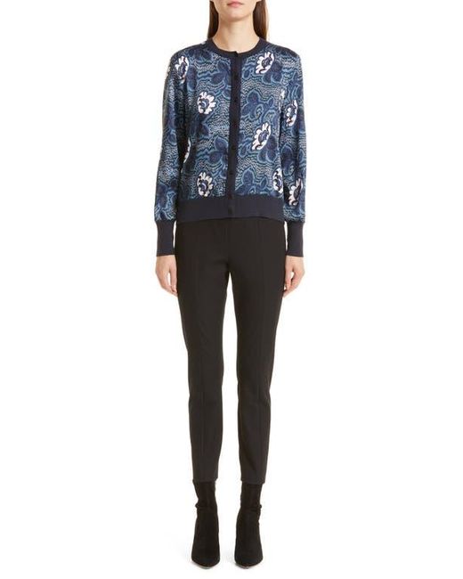 Ted Baker Floral Woven Knit Cardigan in Blue | Lyst