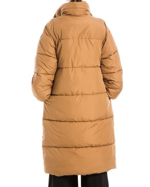 Max Studio Longline Puffer Jacket in Natural | Lyst