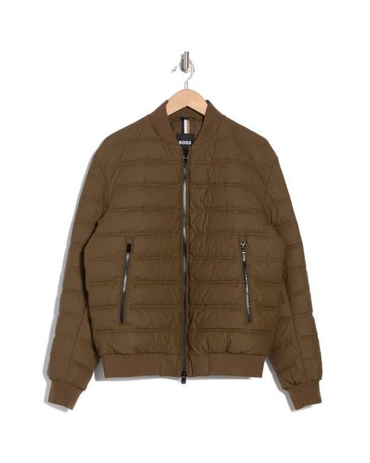 BOSS Caradoc Quilted Bomber Jacket in Brown for Men | Lyst