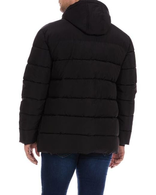Perry Ellis Heavyweight Quilted Hooded Jacket in Black for Men | Lyst