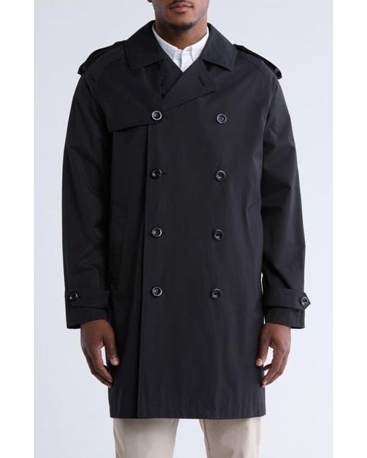 London Fog Double Breasted Water Resistant Trench Coat in Black for Men | Lyst