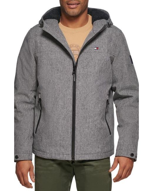 Tommy Hilfiger Faux Shearling Lined Hooded Jacket in Gray for Men | Lyst