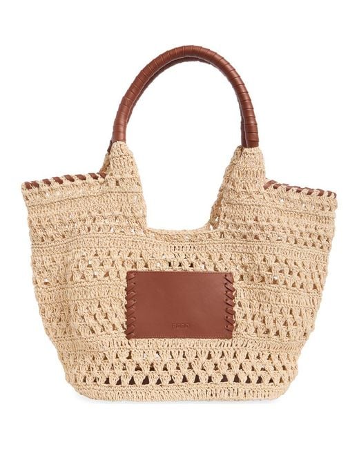 BCBGMAXAZRIA Woven Raffia Tote Bag in Brown | Lyst