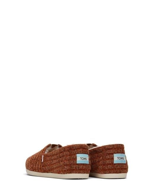 TOMS Alpargata Rib Faux Fur Lined Slip-On in Brown | Lyst