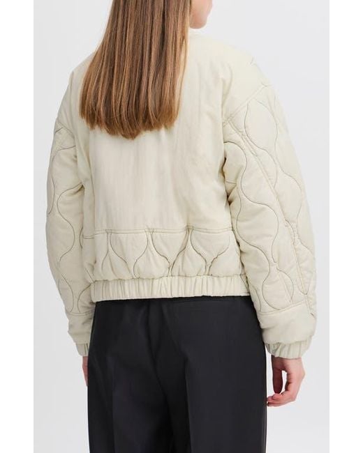 Ichi Onion Bulb Quilt Bomber Jacket in Natural | Lyst
