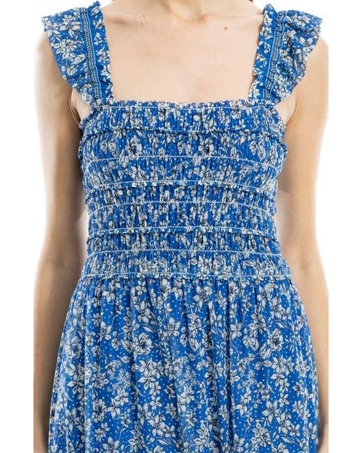 Max Studio Floral Ruffle Strap Smocked Tiered Chiffon Maxi Dress in ...