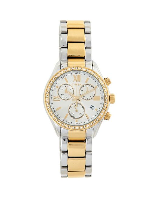 Timex Two-Tone Crystal Bracelet Strap Chronograph Watch, 38Mm in ...