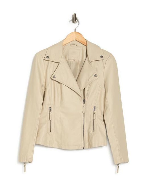 Max Studio Maxstudio Washed Faux Leather Moto Jacket in White | Lyst