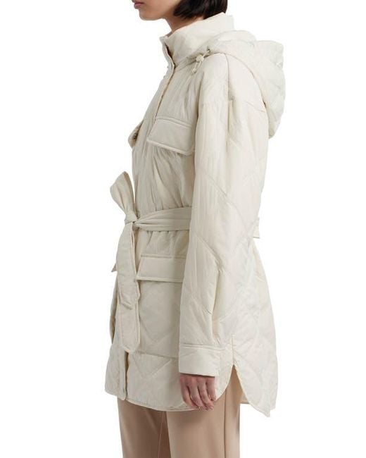 HUNTER Belted Packable Quilted Jacket in White | Lyst