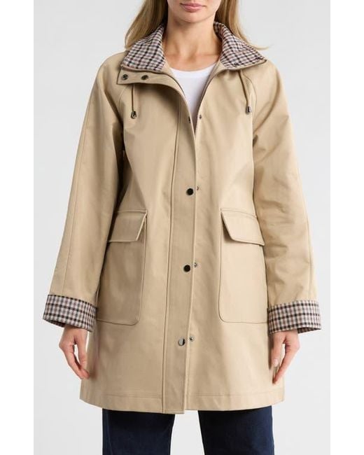 Bernardo Hooded Rain Coat in Natural | Lyst