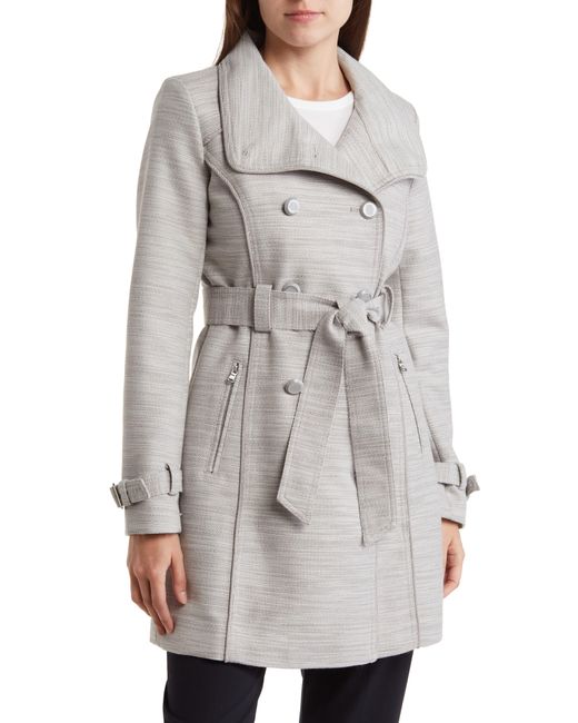 Guess Belted Trench Coat in Gray | Lyst