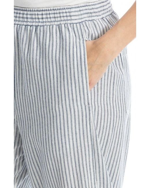 Max Studio Stripe Cuffed Crop Barrel Leg Pants in Gray | Lyst