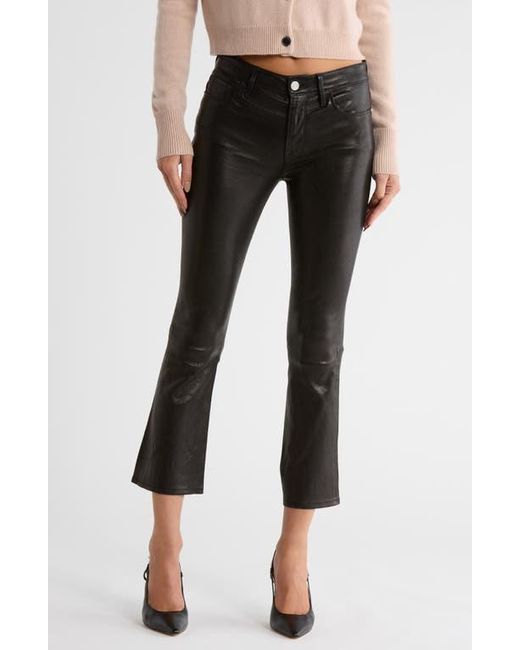 FRAME Le Crop Mini Bootcut Leather Pants in Black | Lyst