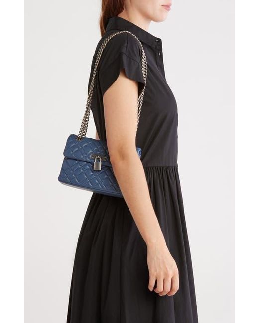Kurt Geiger Mini Brixton Lock Leather Shoulder Bag in Blue | Lyst