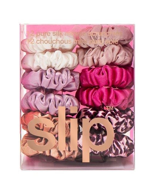 Slip Pure Silk Assorted 12-Pack Mini Scrunchies in Pink | Lyst
